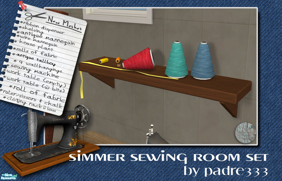 The Sims Resource - Simmer Sewing Set Shelving w Thread