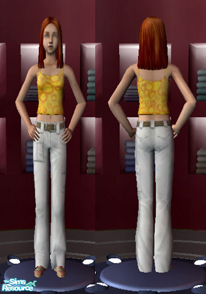The Sims Resource - Yellow and Orange Female Teen Shirt