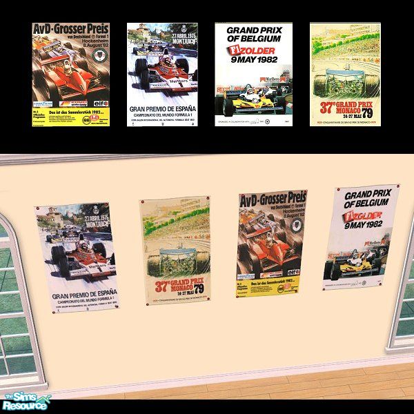 The Sims Resource | Vintage F1 posters set