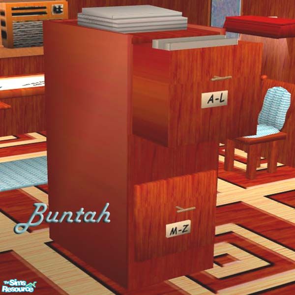 The Sims Resource - File Cabinet Drawers - In Mahogany