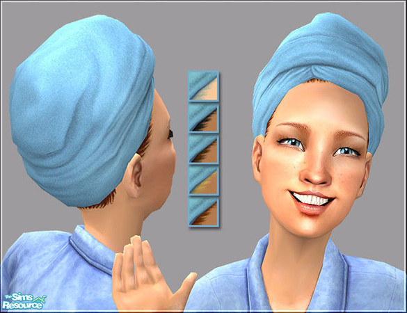 The Sims Resource | Towel Turban Hair For All Ages - Blue towel