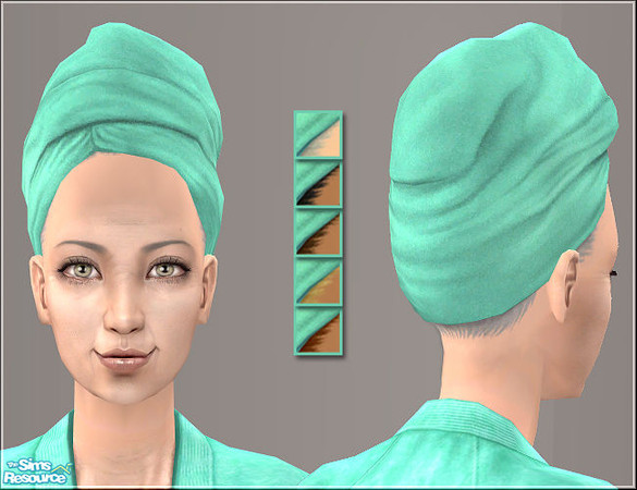 The Sims Resource - Towel Turban Hair For All Ages - Green towel