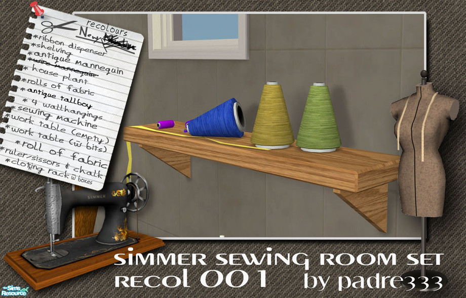 The Sims Resource - Simmer Sewing Recol 001 Shelving w Thread