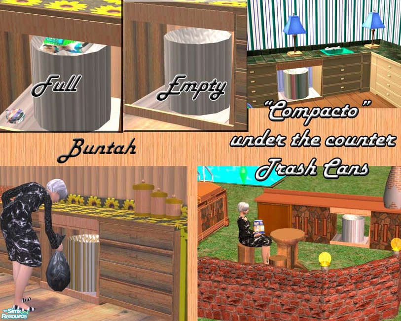 The Sims Resource - Compacto Under-the-Counter Trash Cans