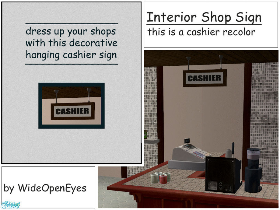 The Sims Resource - Interior Shop Signs - Cashier