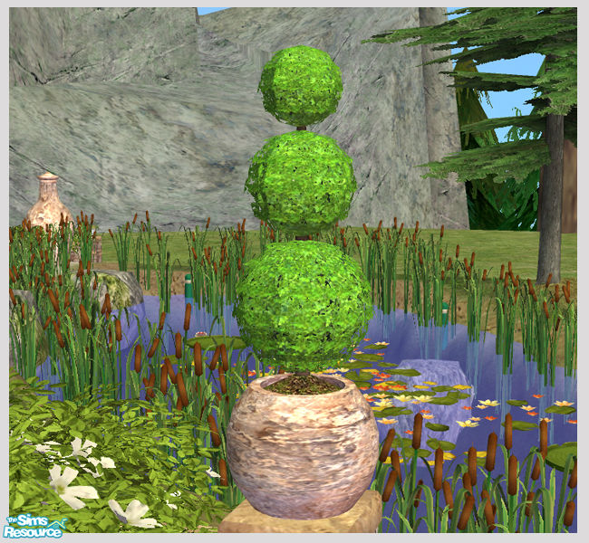 The Sims Resource - Rustic Stone Garden - Topiary Pot - 03