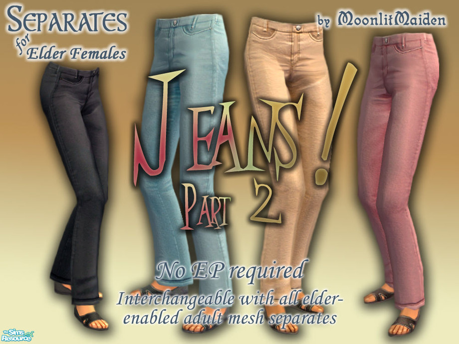 The Sims Resource | Jeans! Pt 2 Separates for Elder Females (No EP)
