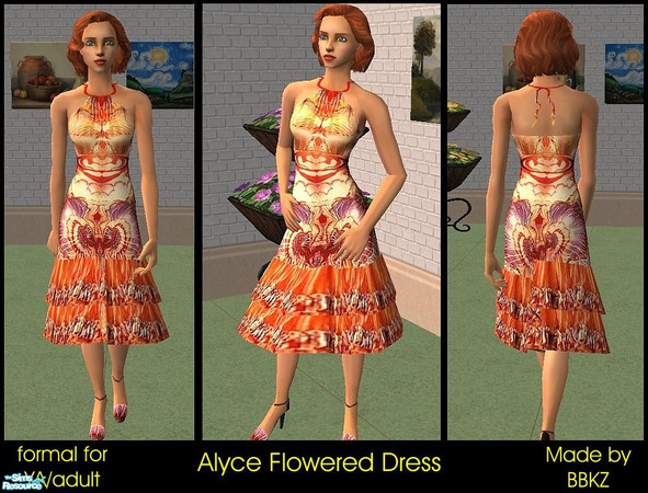 The Sims Resource - Alyce Flowered Dress