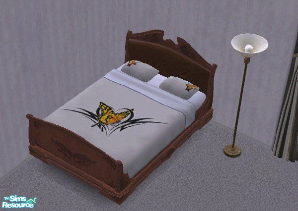 The Sims Resource - Cream Butterfly Bedspread