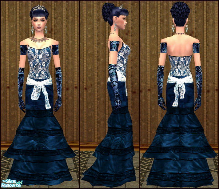 The Sims Resource | Gothic Gown Set - Blue
