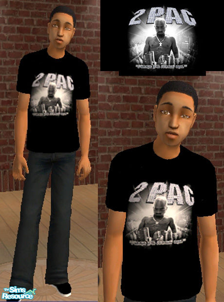 The Sims Resource | Black 2Pac Tee