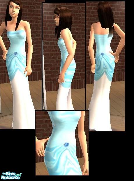 The Sims Resource - blue prom dress
