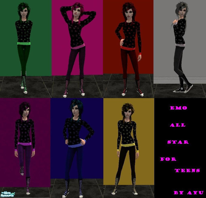 The Sims Resource - Emo All Star Teens Everyday