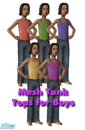 The Sims Resource | Boys' Mesh Tank Tops