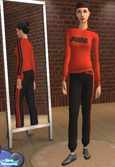 The Sims Resource - Puma Tracksuit - Red/Black