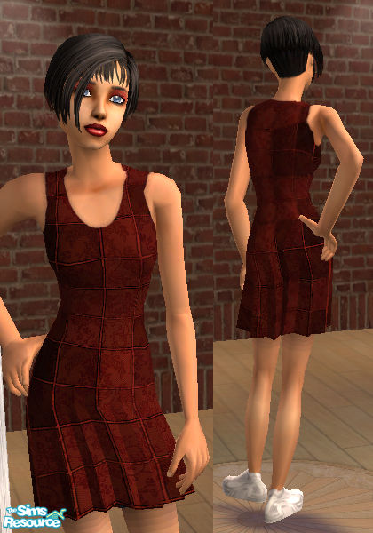 The Sims Resource | Red Patterned Dress