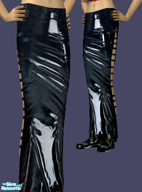 The Sims Resource | Goth PVC Skirt with Lace up sides