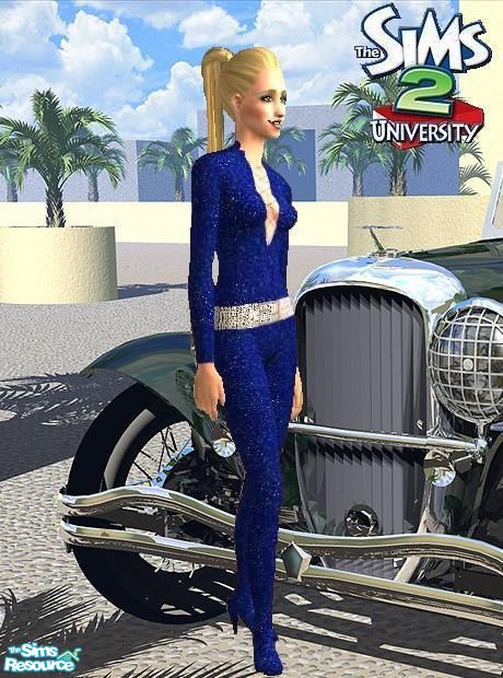 The Sims Resource | Young Adult Blue Catsuit