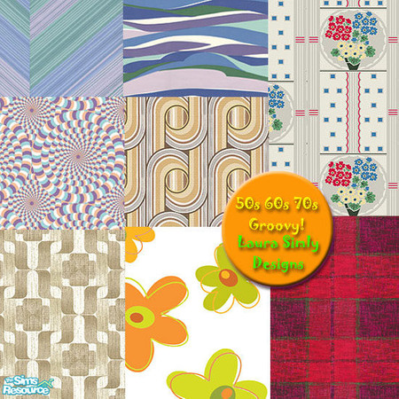 The Sims Resource | Laura Simly Groovy 50s 60s 70s Wallpaper Set