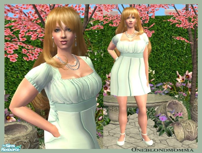 The Sims Resource | Baby Doll Satin Dress in Chartreuse