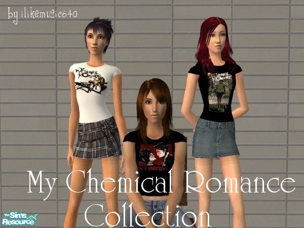 The Sims Resource | My Chemical Romance Shirts for Teens(Female)