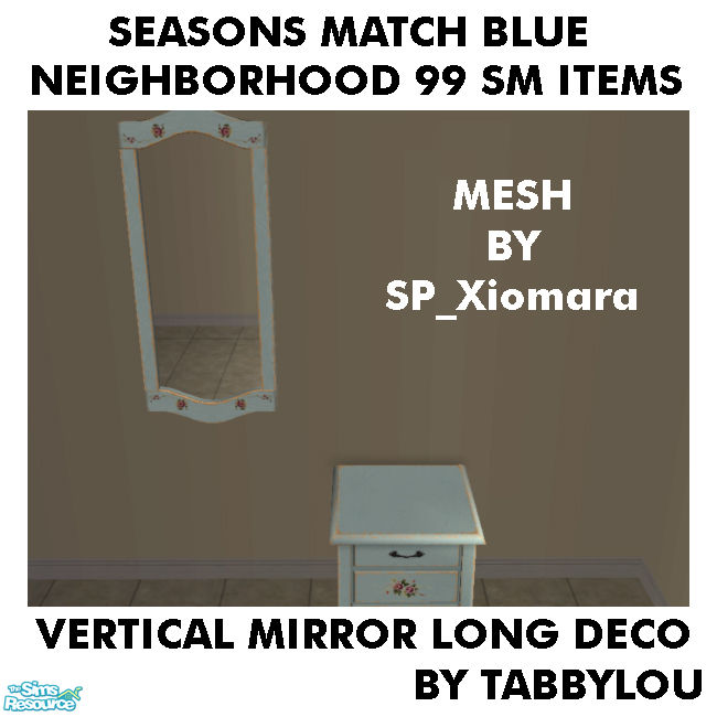 The Sims Resource - TL - SM N99 SM Items Mirror-V Blue Flowers