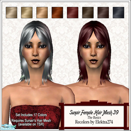The Sims Resource | Sunair Hair Mesh 39 - Basic Colors