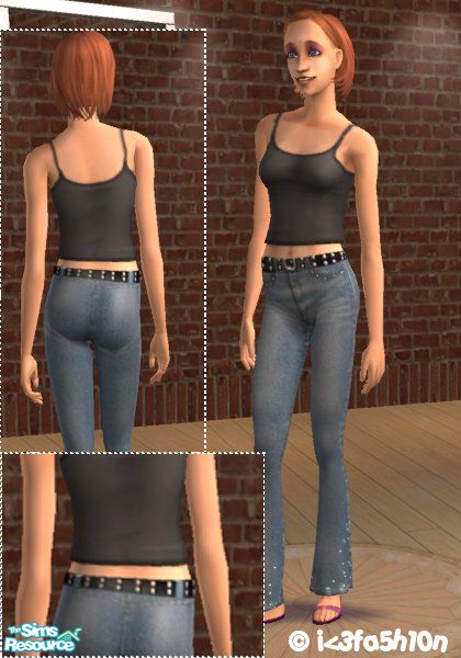 The Sims Resource | Diamante studded belt jeans
