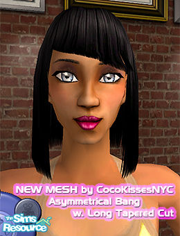 The Sims Resource - Asymmetrical Bang Long Bob Cut