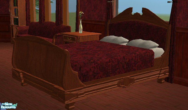 The Sims Resource | Red Royal Colonial Bedframe