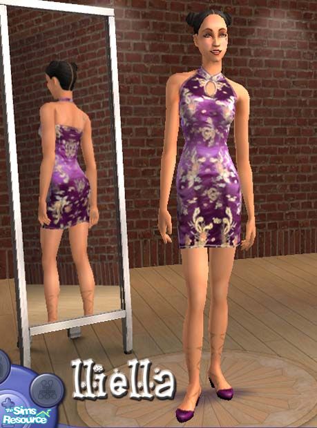 The Sims Resource | Chinese silk cheongsam - purple
