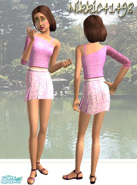 The Sims Resource | Pink Lace Two Piece