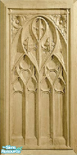 The Sims Resource - light wood carved panel wall