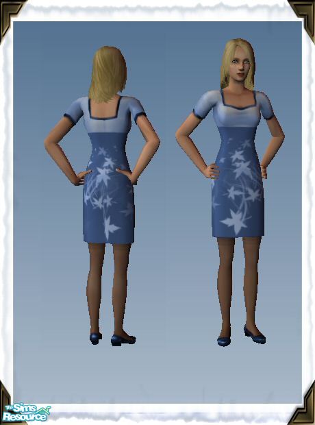 The Sims Resource | Blue Leaf Dress