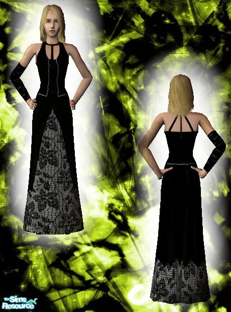 The Sims Resource | Black Dress w/ Design