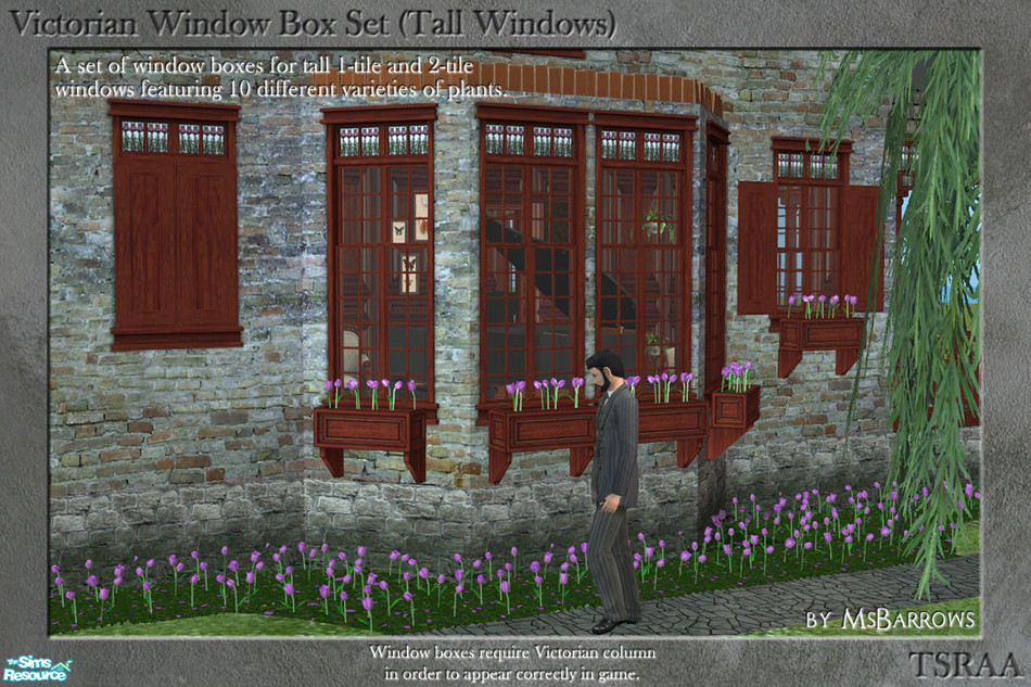 The Sims Resource - Victorian Window Box Set (Tall Windows)