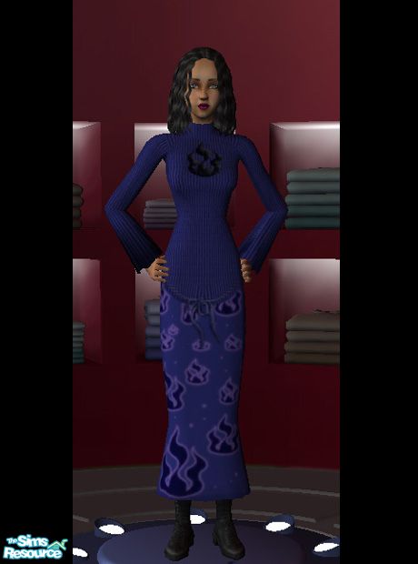 The Sims Resource | Flame Symbol Dress (blue)