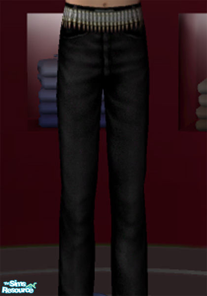 The Sims Resource | Black jeans with bullet belt