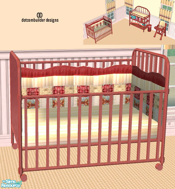 The Sims Resource - Crib Frame- Vintage Red
