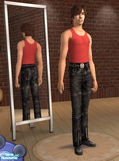The Sims Resource - Men's Skull Print Rocker Pants