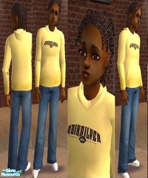 The Sims Resource - Yellow Hoodie and Jeans