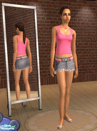 The Sims Resource | Denim mini skirt outfit (Pink)