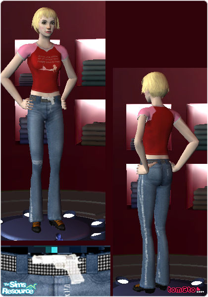 The Sims Resource - Hip pants and gun buckle