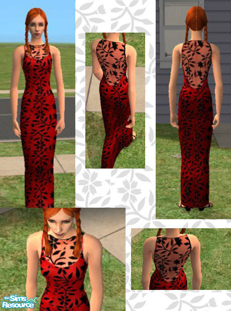 The Sims Resource | Red and black dress