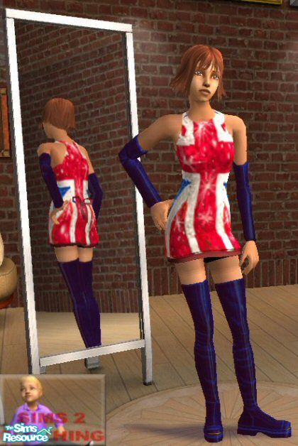 The Sims Resource - Teen Union Jack Dress