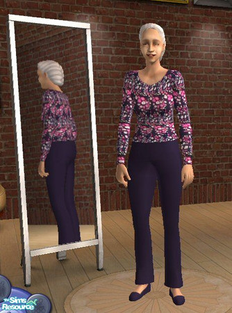 The Sims Resource | Deep Purple Pants and Vintage Blouse
