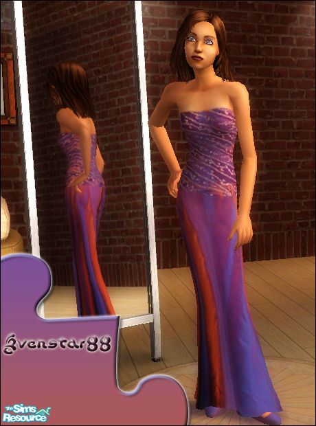 The Sims Resource | Purple Prom Dress