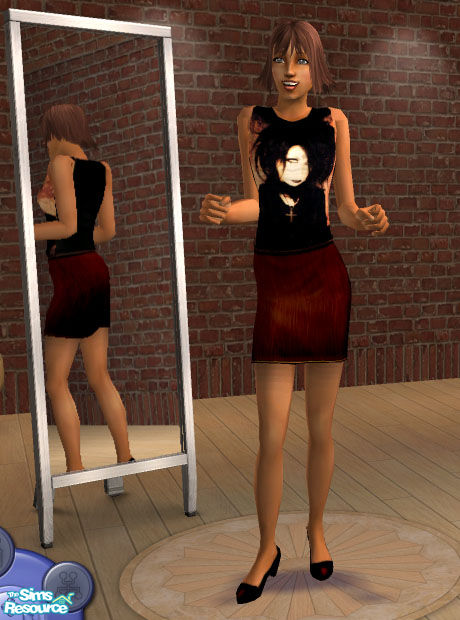 The Sims Resource - Burnt Orange Brushed Mini Skirt