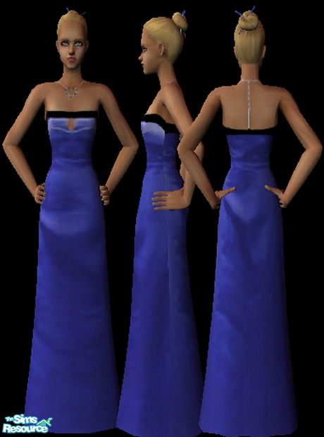 The Sims Resource - Satin Blue Formal Dress