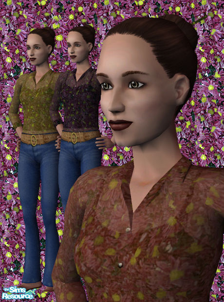 The Sims Resource - Red Floral Twinset